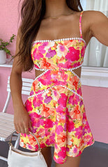 Josie Yellow Floral Pop Mini Dress – Vivuki