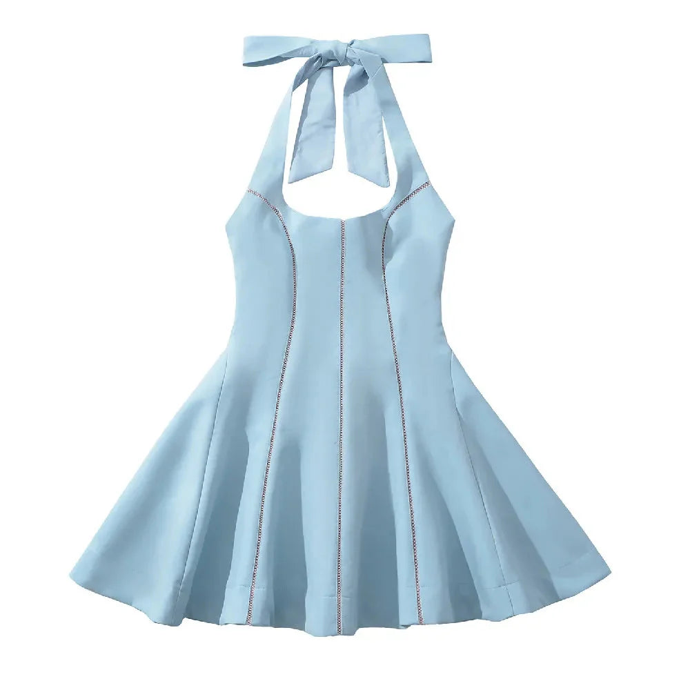 Bow Halter Spliced Ball Gown Backless Dresses – Vivuki